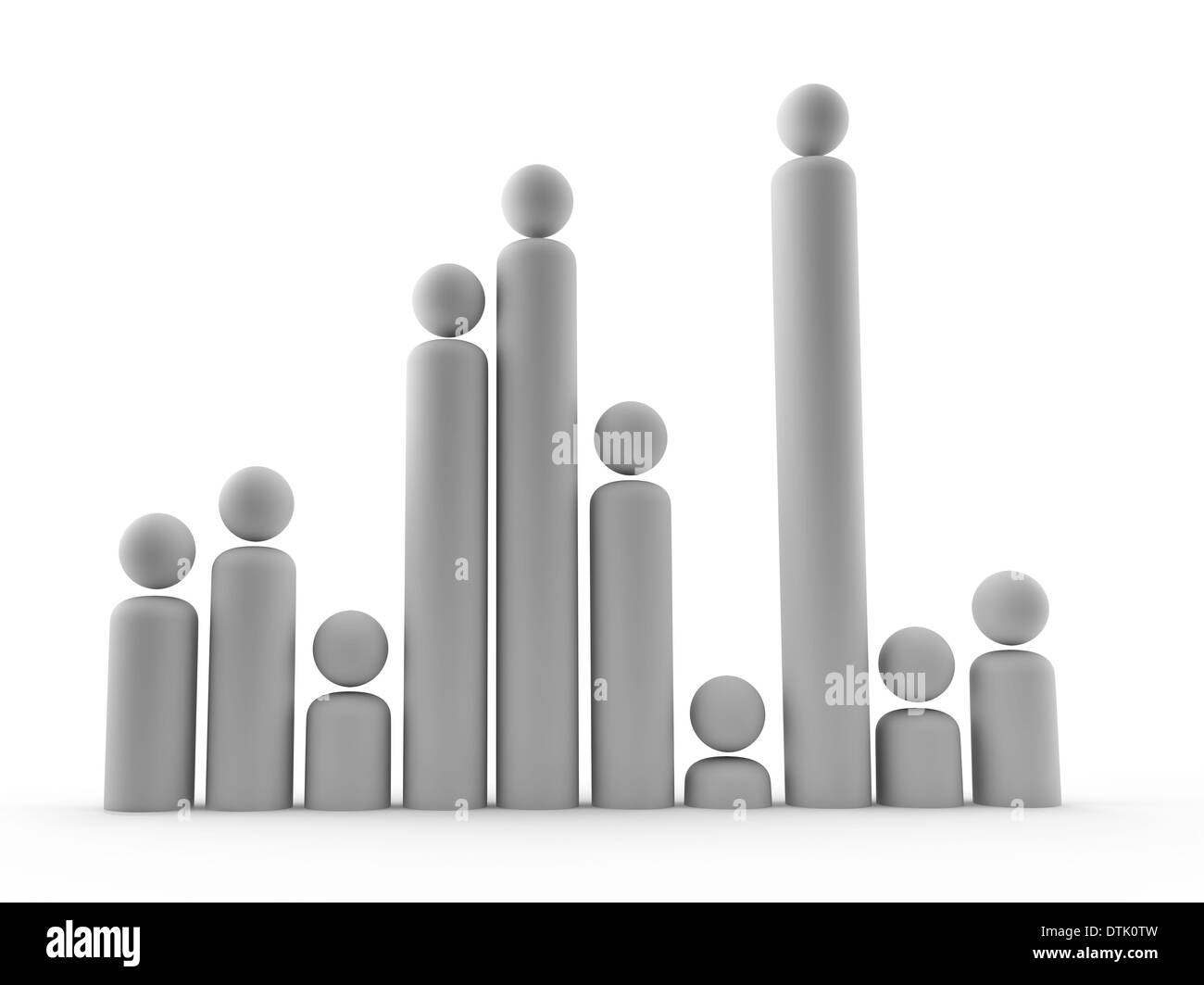 3d render of icons of people of different heights Stock Photo - Alamy