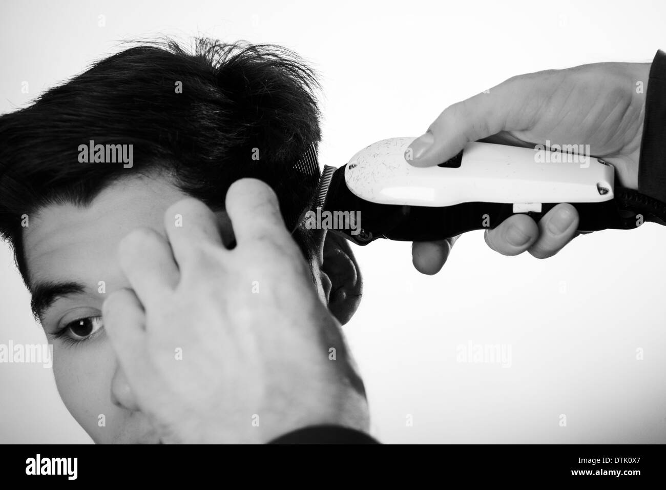 Close shave haircut Black and White Stock Photos & Images - Alamy