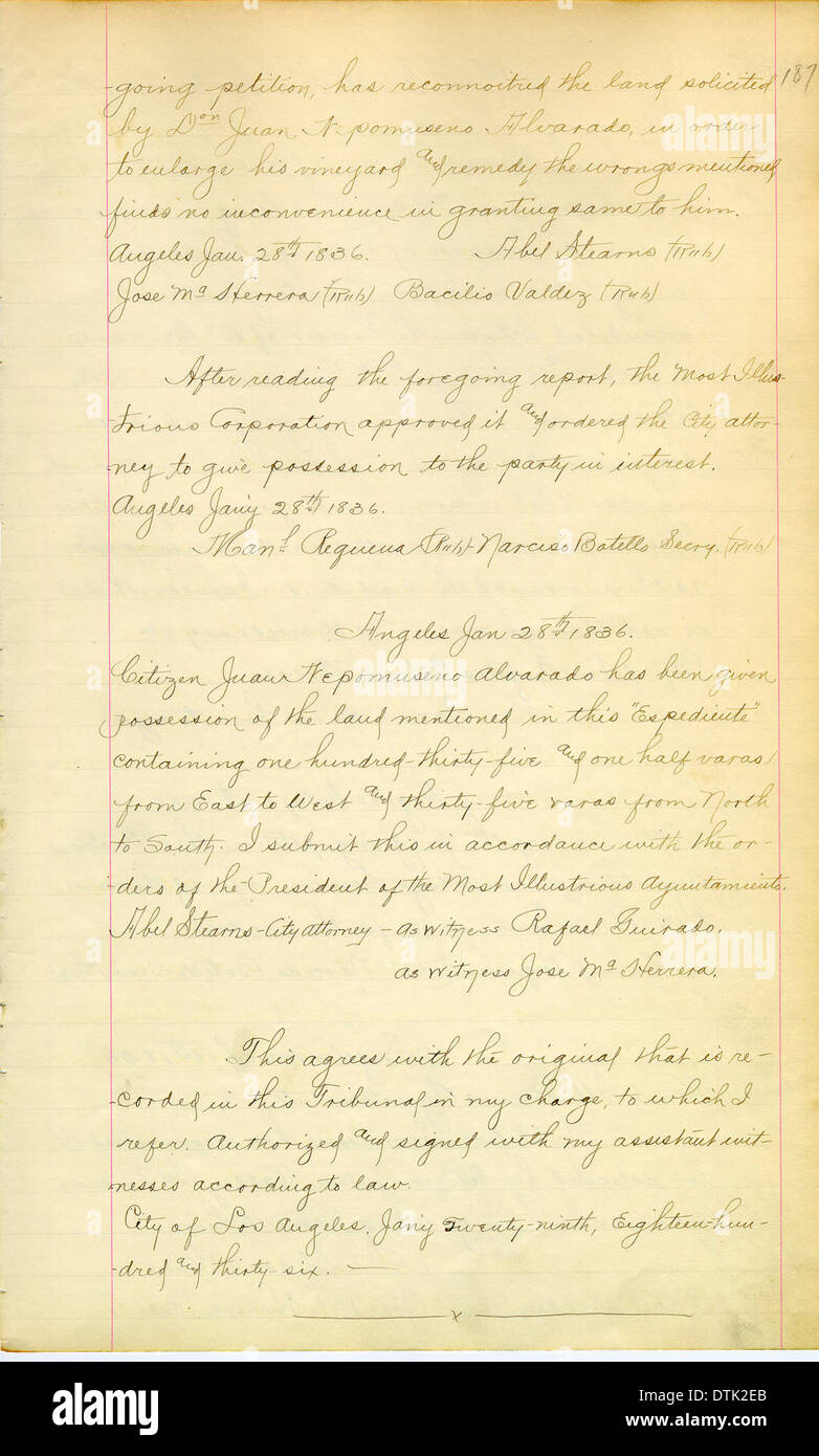A petition by Juan Nepomuseno Albarado in 1836 to erect a fence, an ...