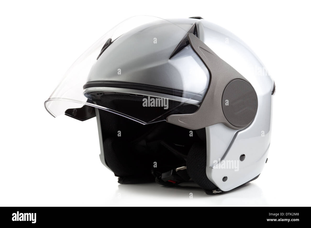 Silver bike helmet isolated Stock Photo - Alamy