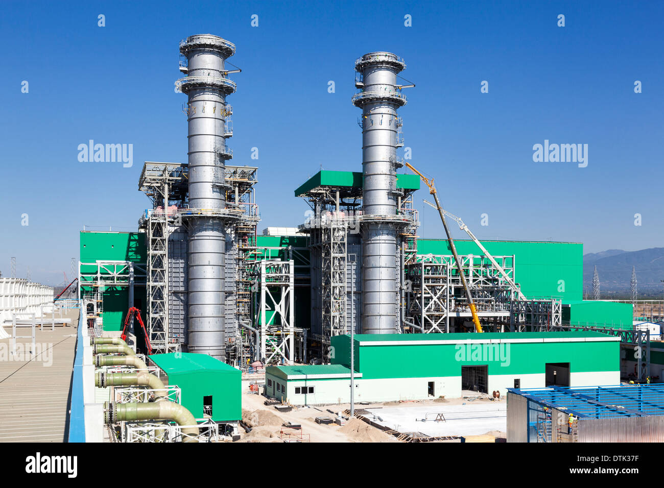 Big power power plant with two boilers under construction Stock Photo ...