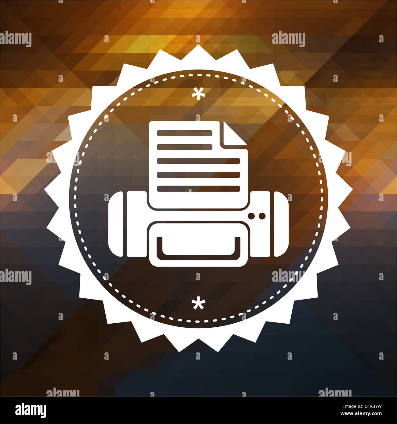 Printer Icon. Retro label design. Hipster background made of triangles ...