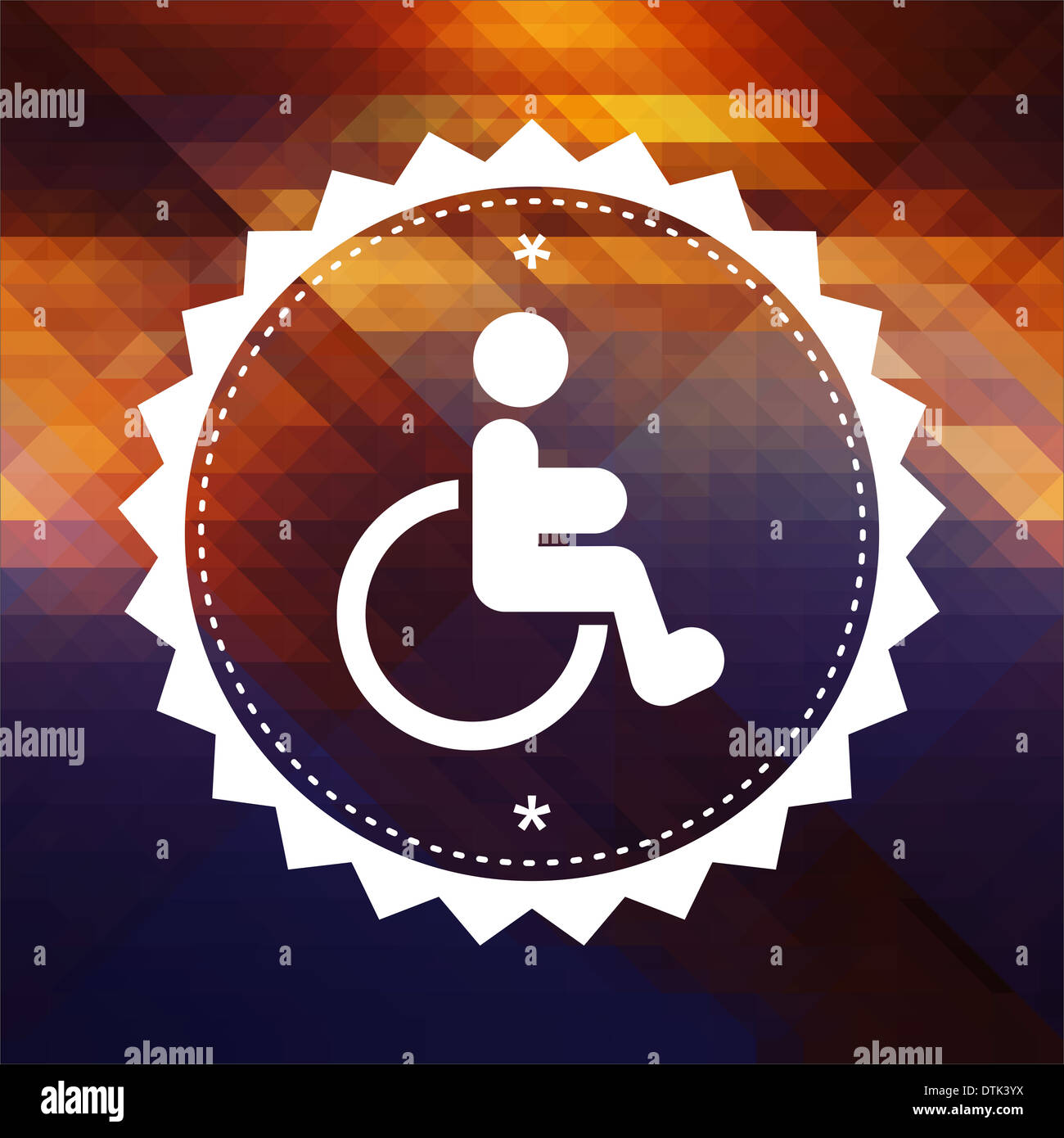 Disabled Icon. Retro label design. Hipster background made of triangles ...