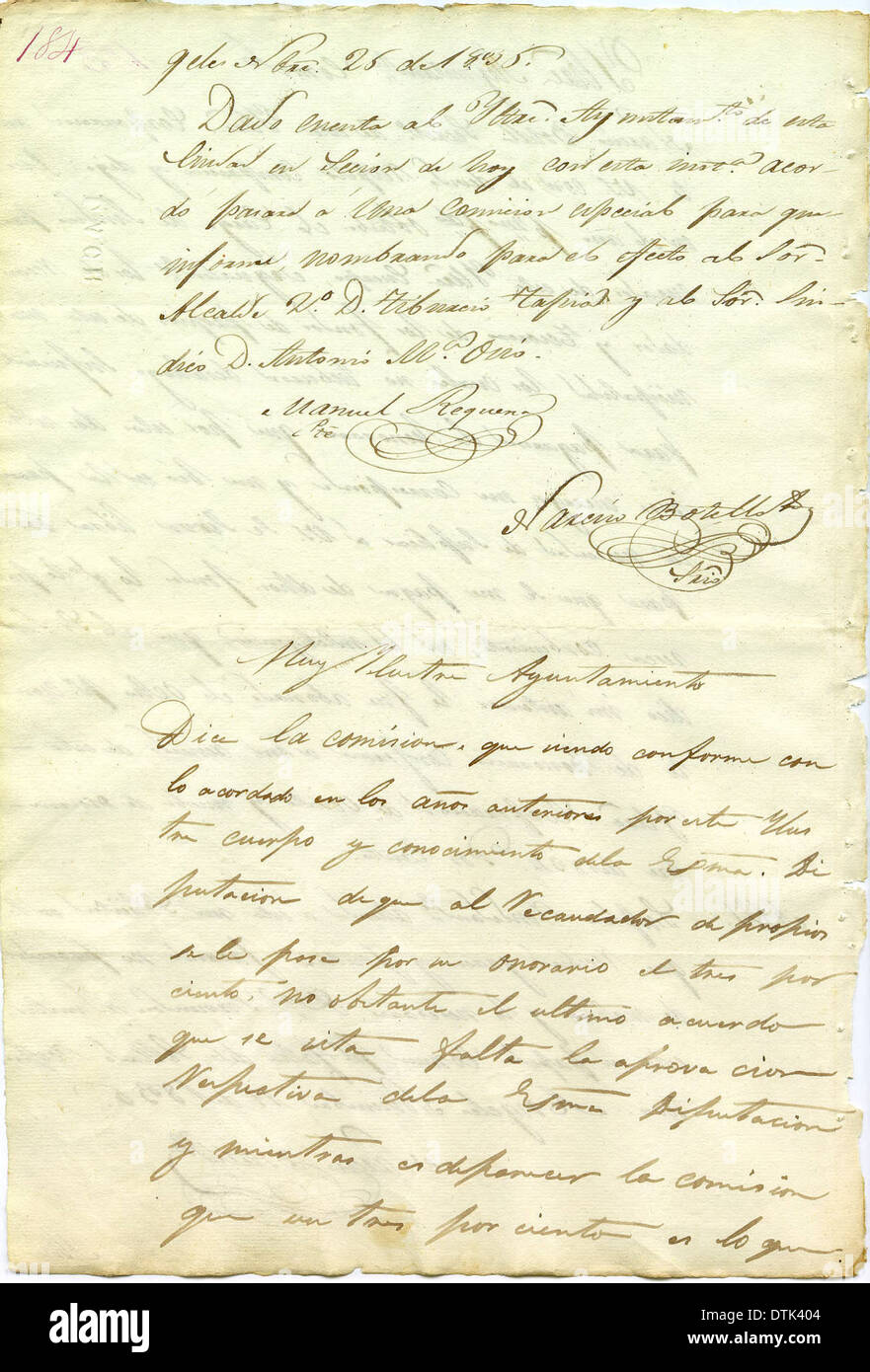 A historical document from 1836, featuring a petition by Narciso ...
