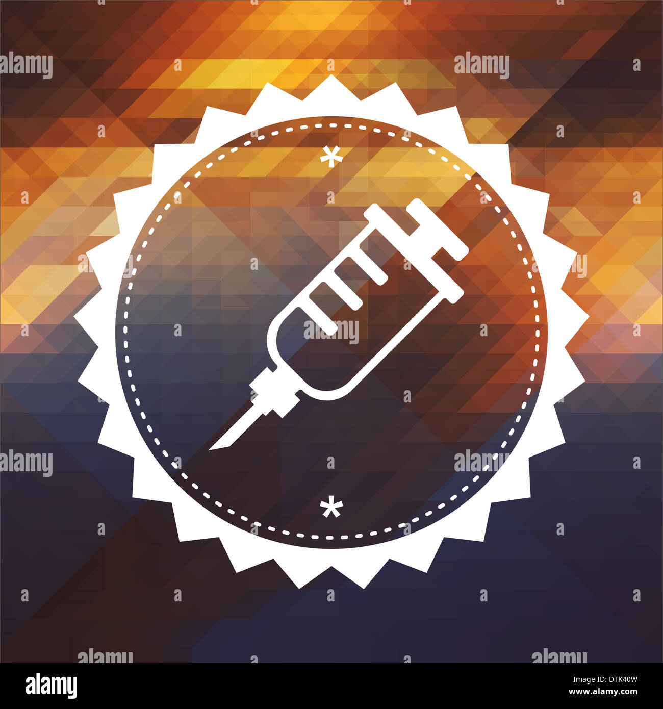 Syringe Icon. Retro label design. Hipster background made of triangles ...
