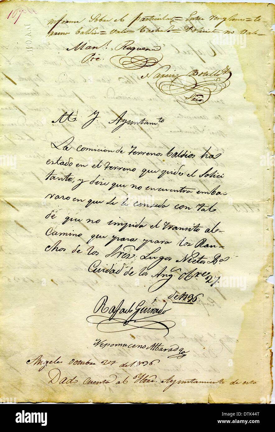 A petition by Rafael Gallardo from 1836 requesting the grant of ...