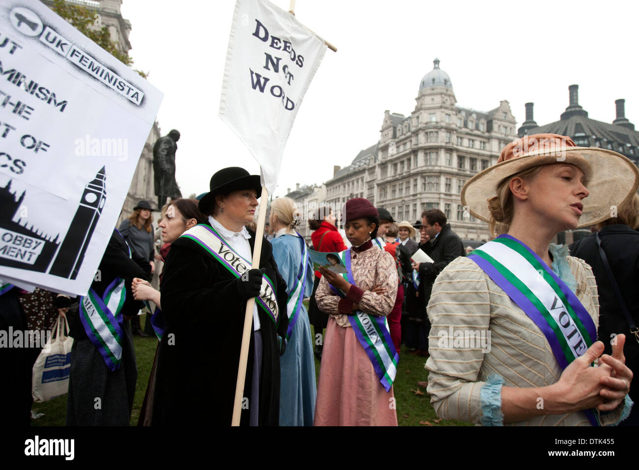 Campaigners, some dressed as suffragettes, attend a rally organised by ...