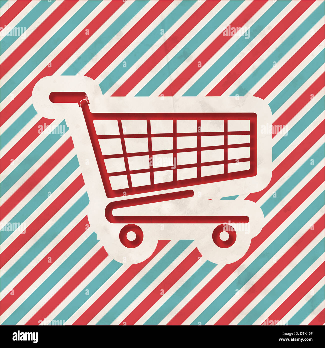 Shopping Concept on Red and Blue Striped Background. Vintage Concept in ...