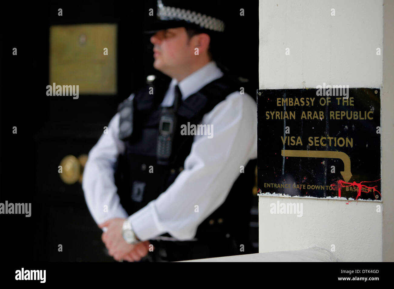 Metropolitan police officer is seen in front of the Syrian embassy in ...