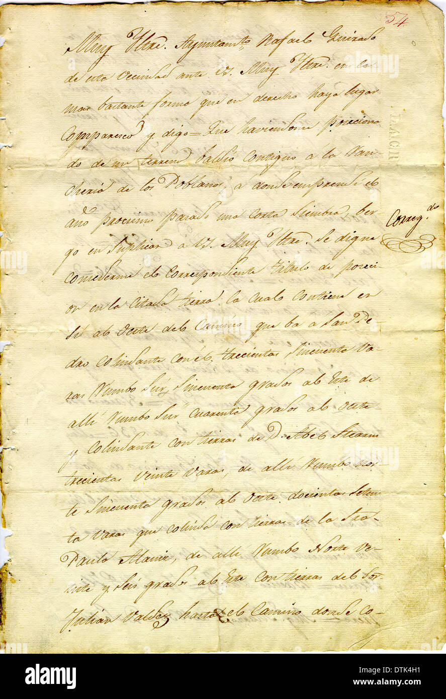 A historical petition from Rafael Guirado, dated 1836, requesting the ...