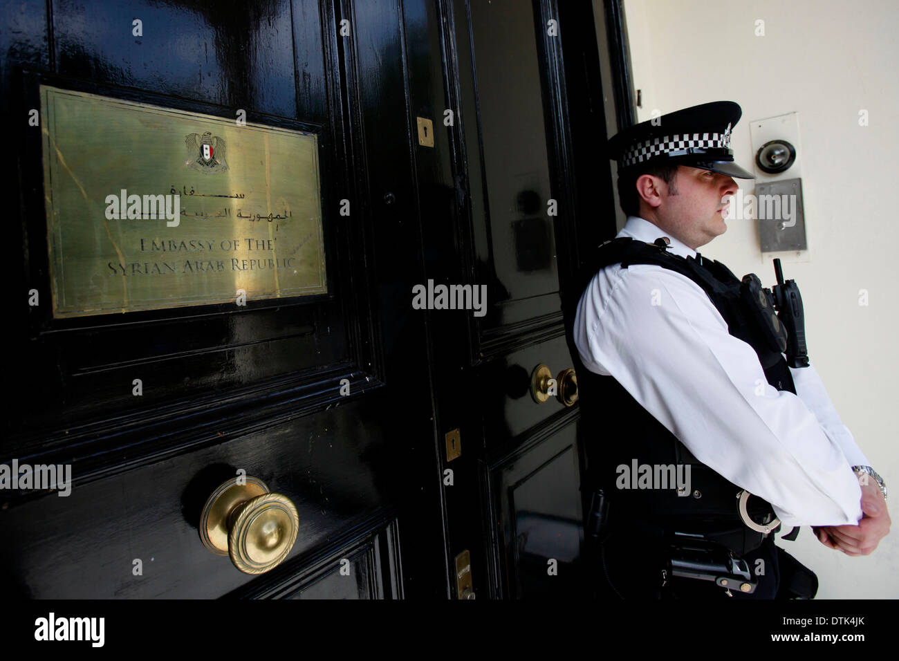 Metropolitan police officer is seen in front of the Syrian embassy in ...