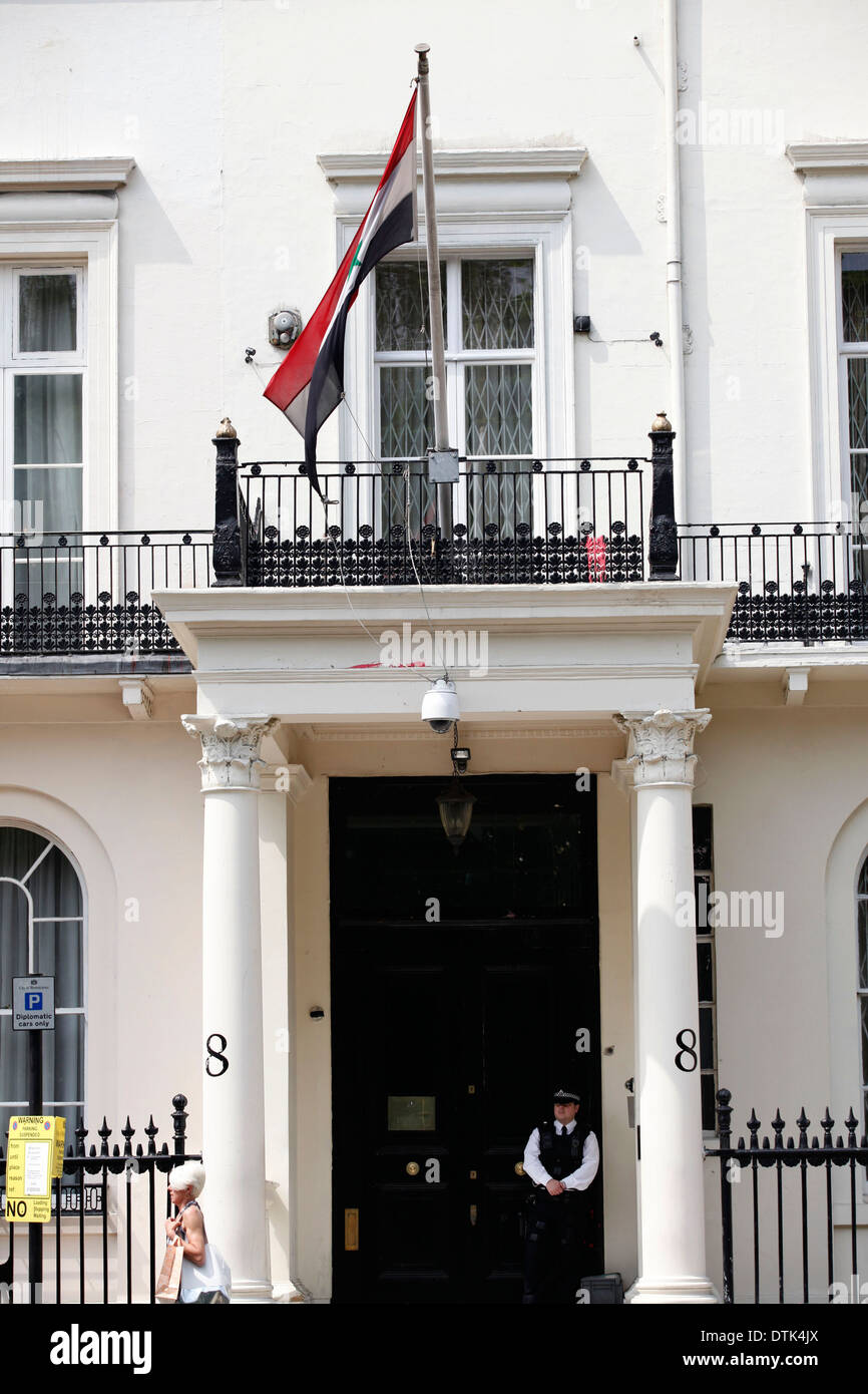 Metropolitan police officer is seen in front of the Syrian embassy in ...