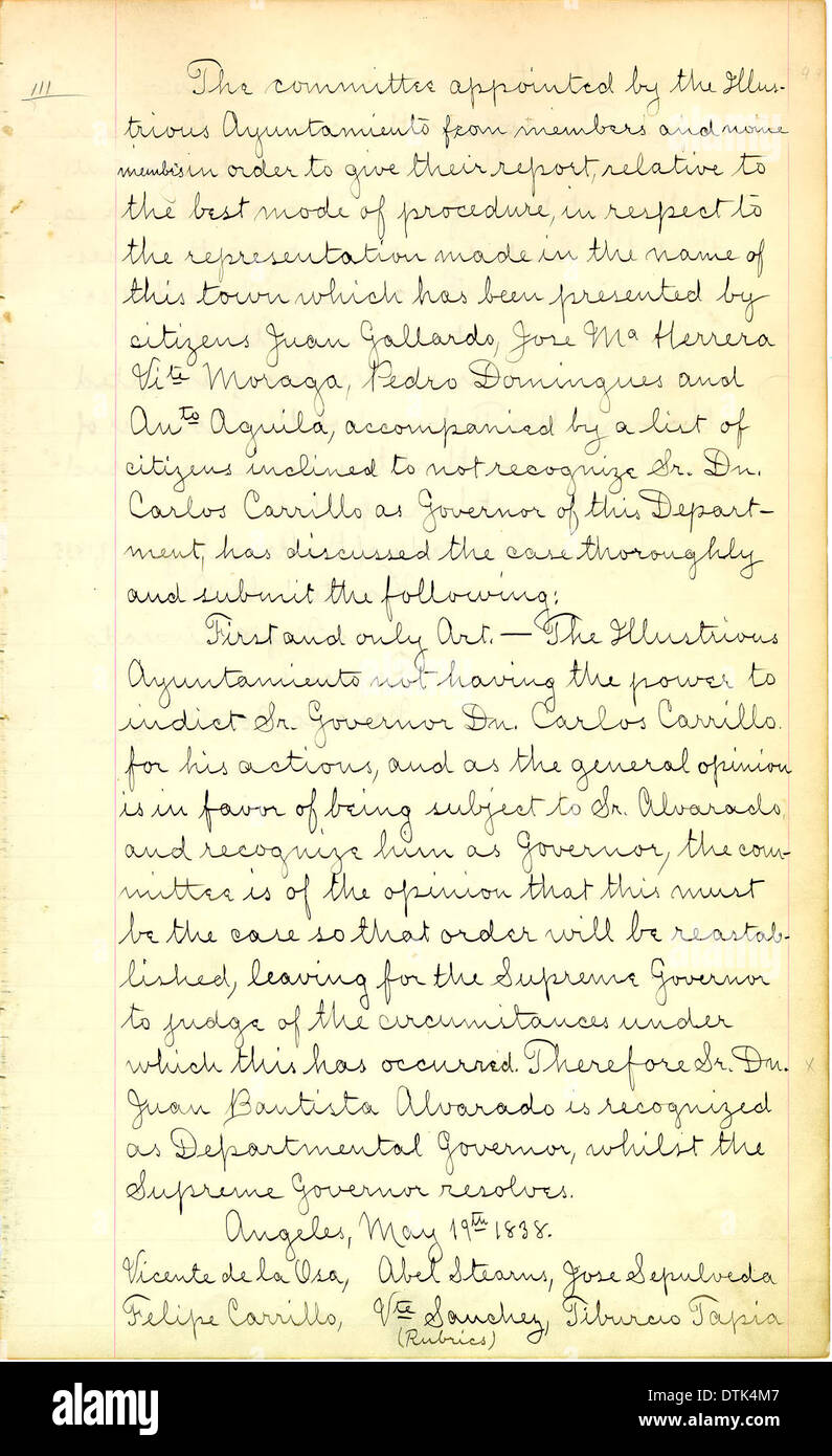 A historical petition from 1838 to replace Carlos Carrillo. This ...