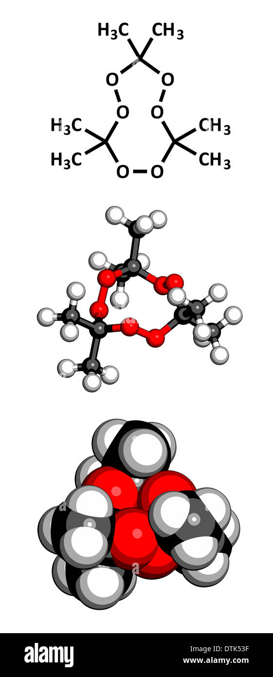 Acetone peroxide (triacetone peroxide, TATP) explosive molecule. Three ...