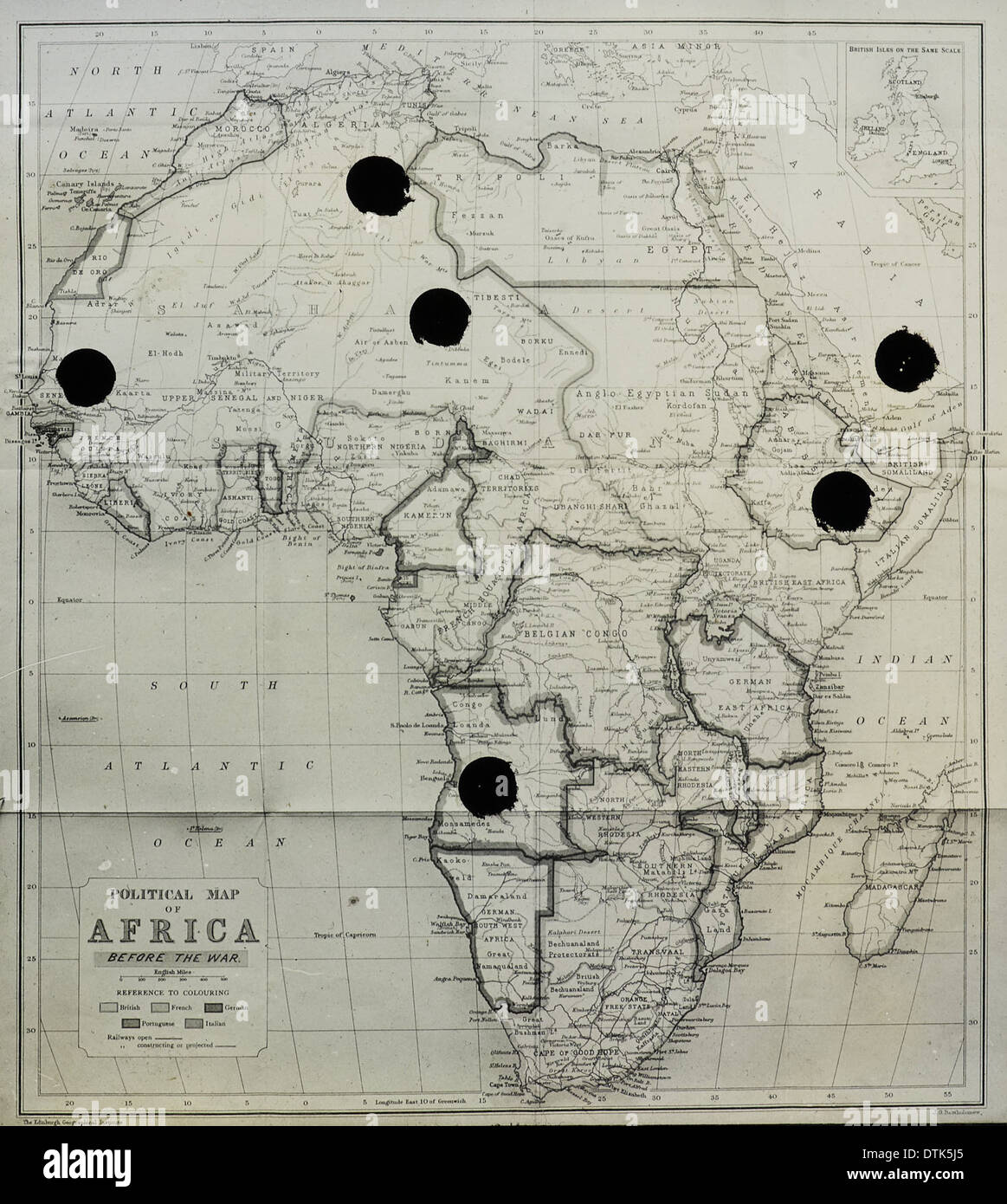 A political map of Africa, created between 1914 and 1924, showing the ...