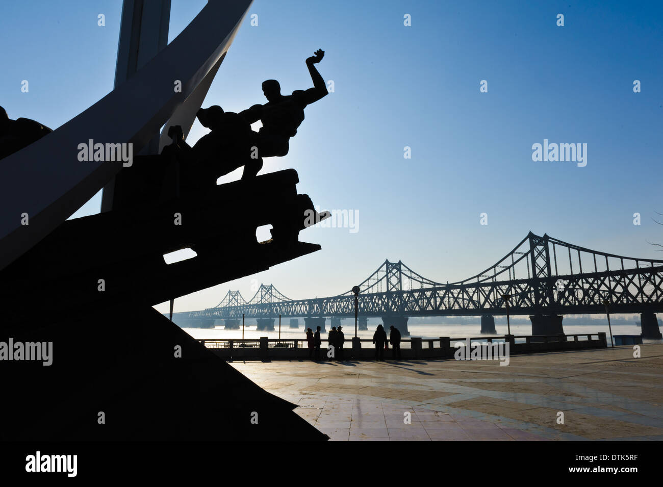 The Sino-Korean Friendship Bridge seen from behind the Dandong City ...