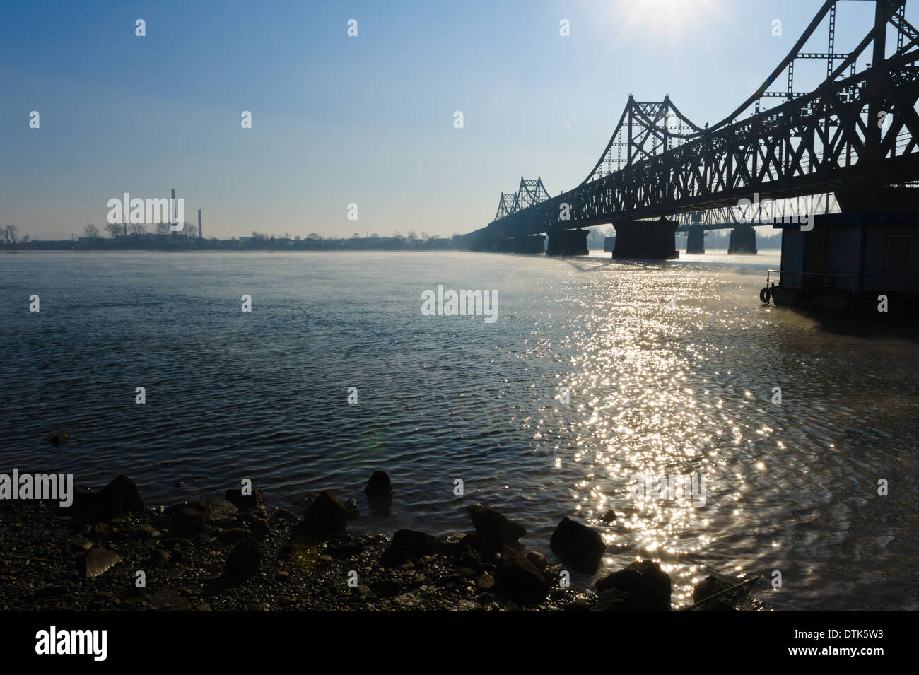 The Sino-Korea Friendship Bridge seen from Chinese side in direction of ...