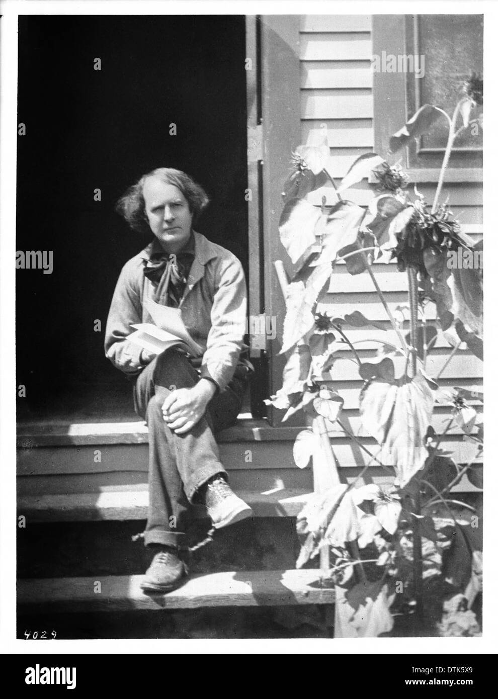 A portrait of Elbert Hubbard, taken around 1900, showing him outside ...