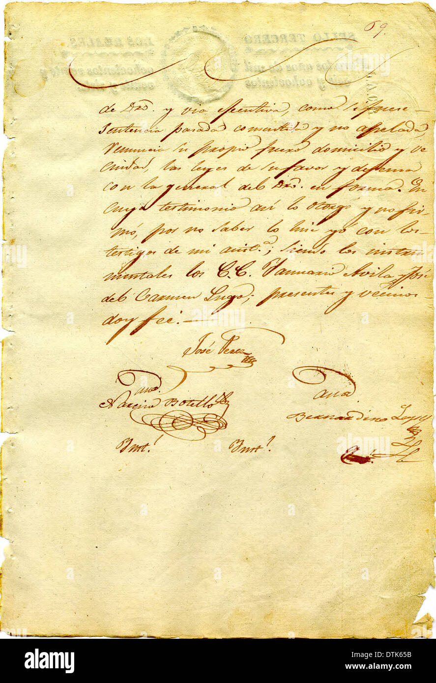 The Power of Attorney document of Juan Moreno, dated 1838, a historical ...