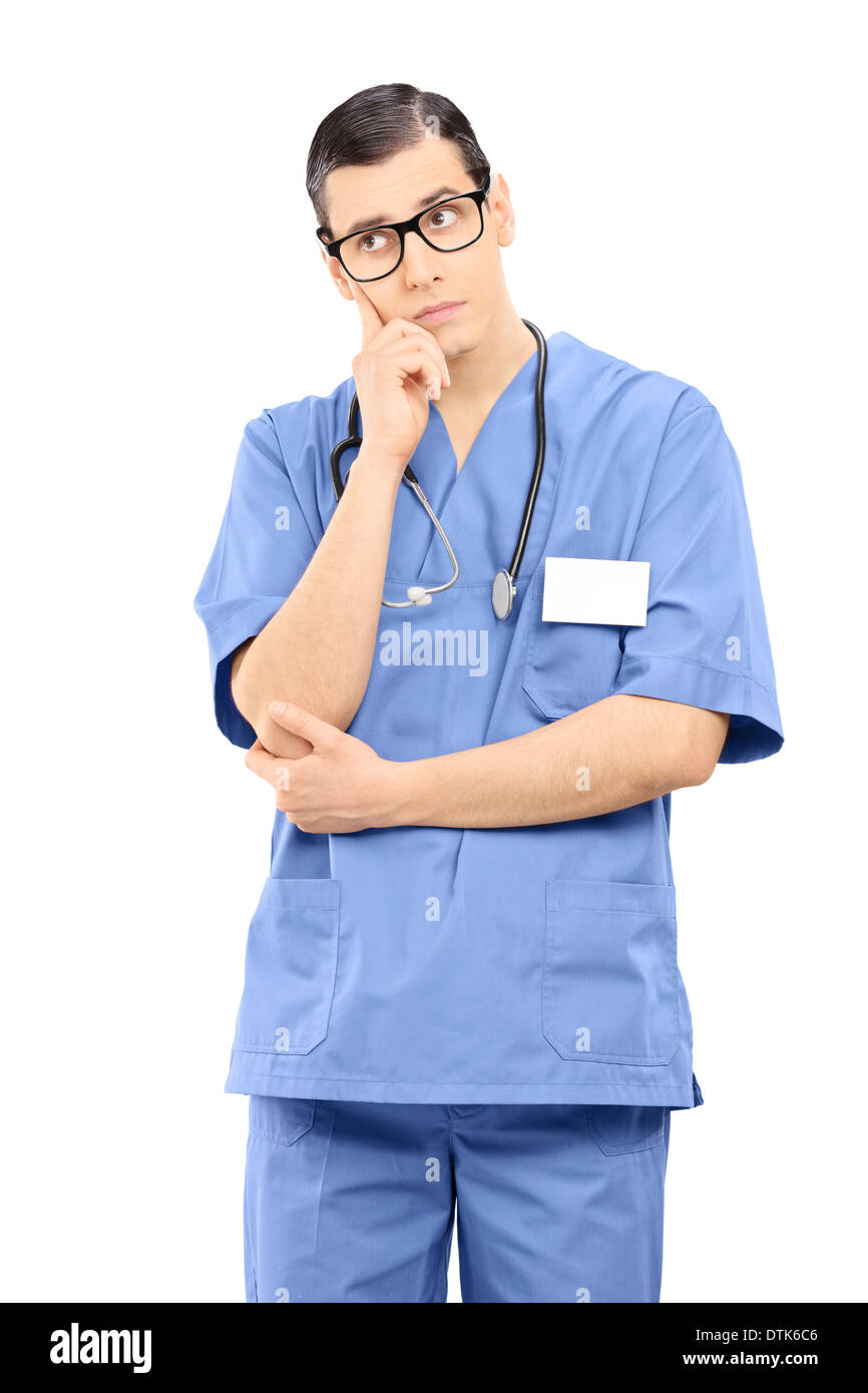 Young doctor standing thinking hi-res stock photography and images - Alamy