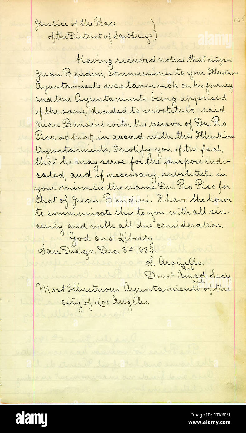 Report from San Diego to Los Angeles Ayuntamiento, 1836 (laarc-1 Stock ...