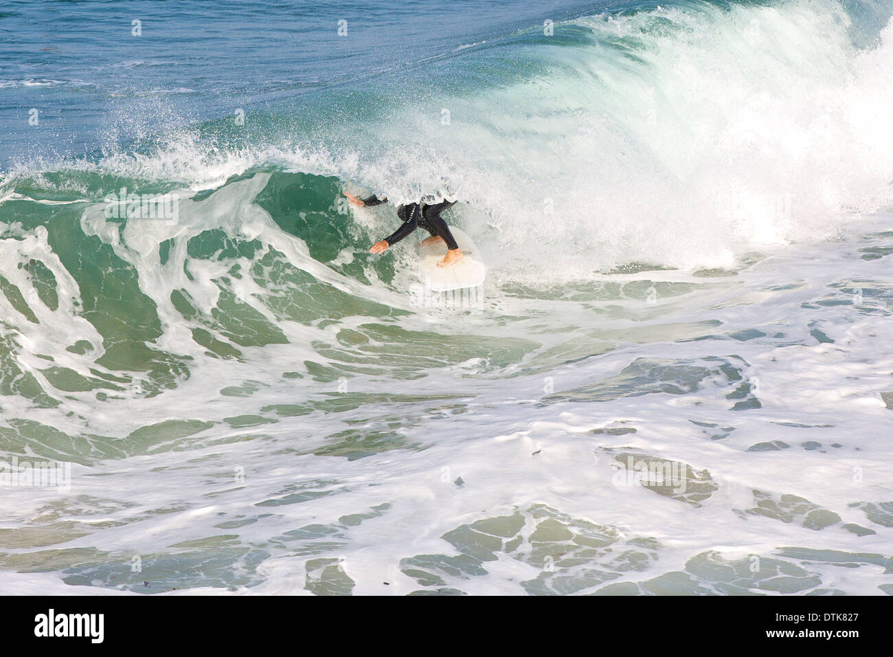 Morning Surfer at Hermosa Beach, Los Angeles, California Stock Photo ...