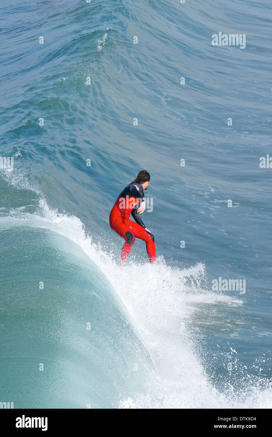 Morning Surfer at Hermosa Beach, Los Angeles, California Stock Photo ...