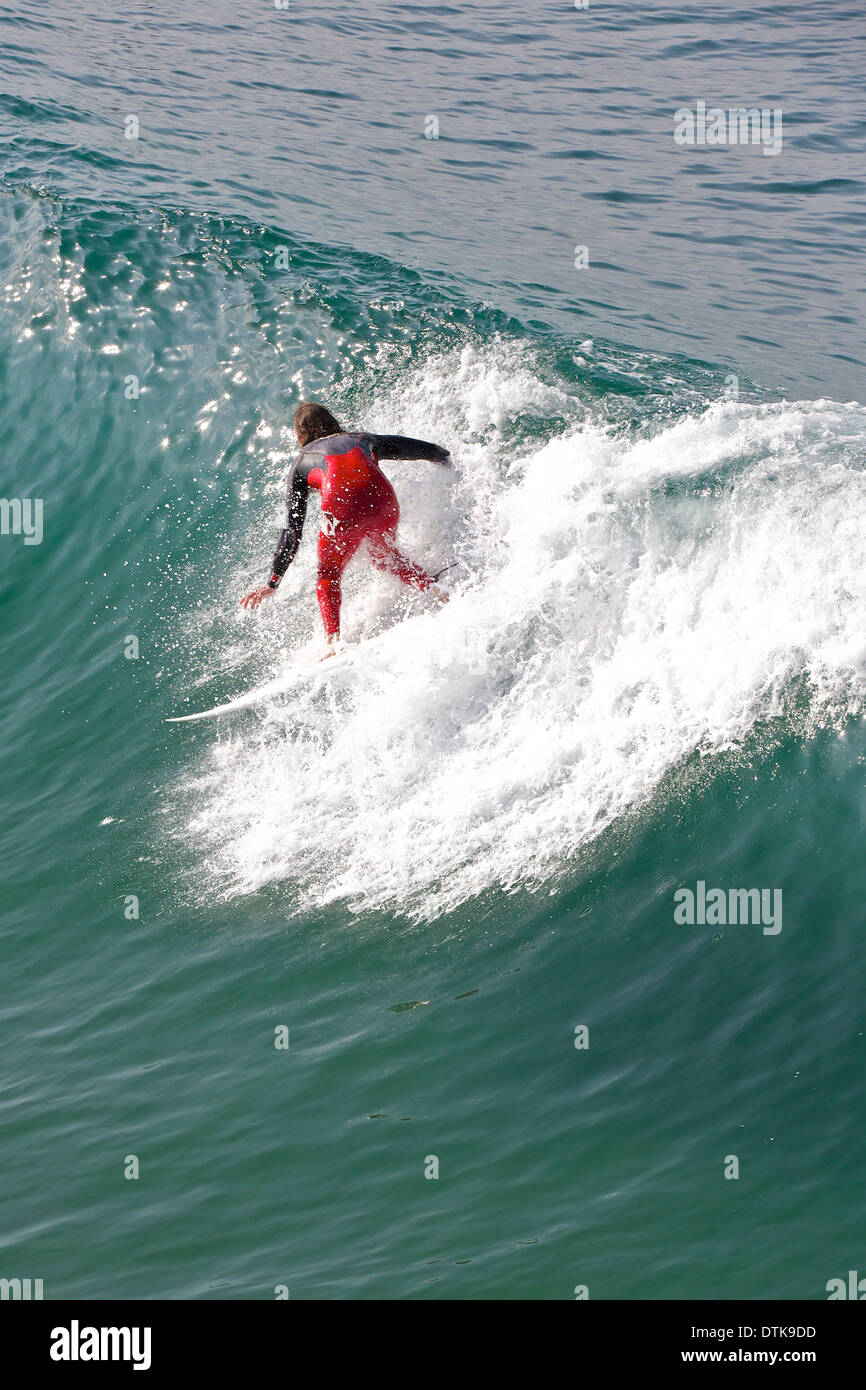 Morning Surfer at Hermosa Beach, Los Angeles, California Stock Photo ...
