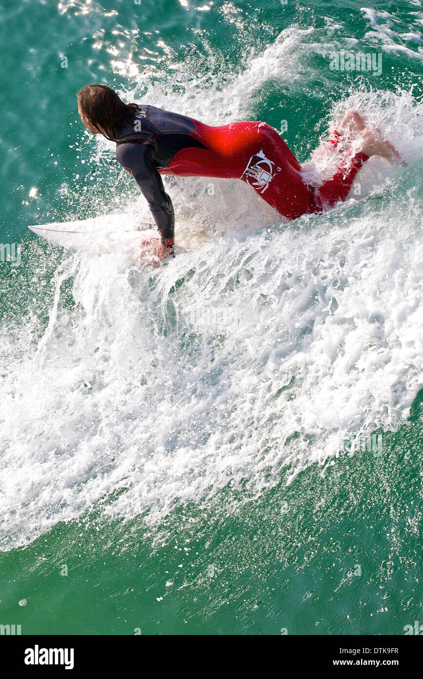 Morning Surfer at Hermosa Beach, Los Angeles, California Stock Photo ...