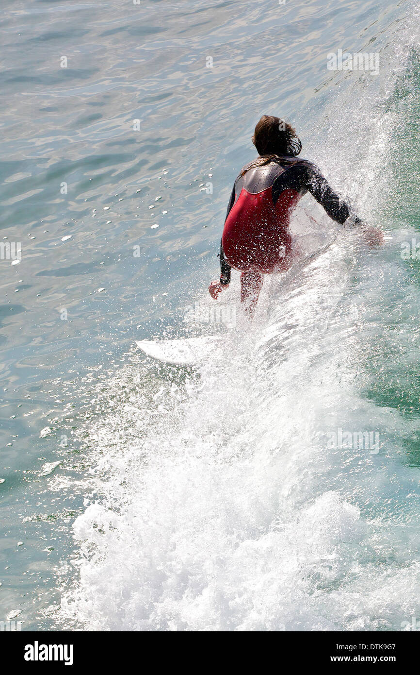 Morning Surfer at Hermosa Beach, Los Angeles, California Stock Photo ...