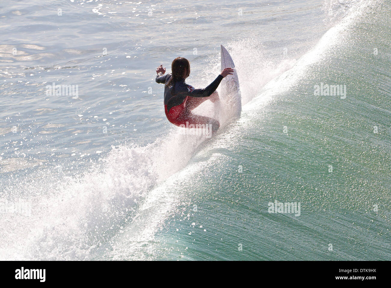 Morning Surfer at Hermosa Beach, Los Angeles, California Stock Photo ...