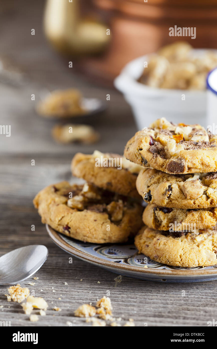 Coffee Break with Walnut Chili Cookies on a Plate and a Coffee Cup and ...