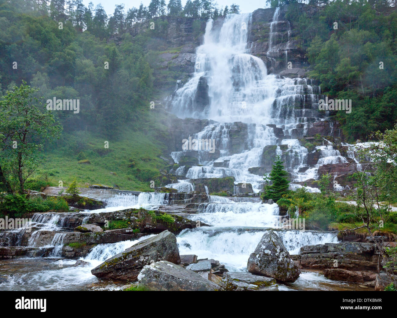 Summer mountain Tvindefossen waterfalls view (Norway Stock Photo - Alamy