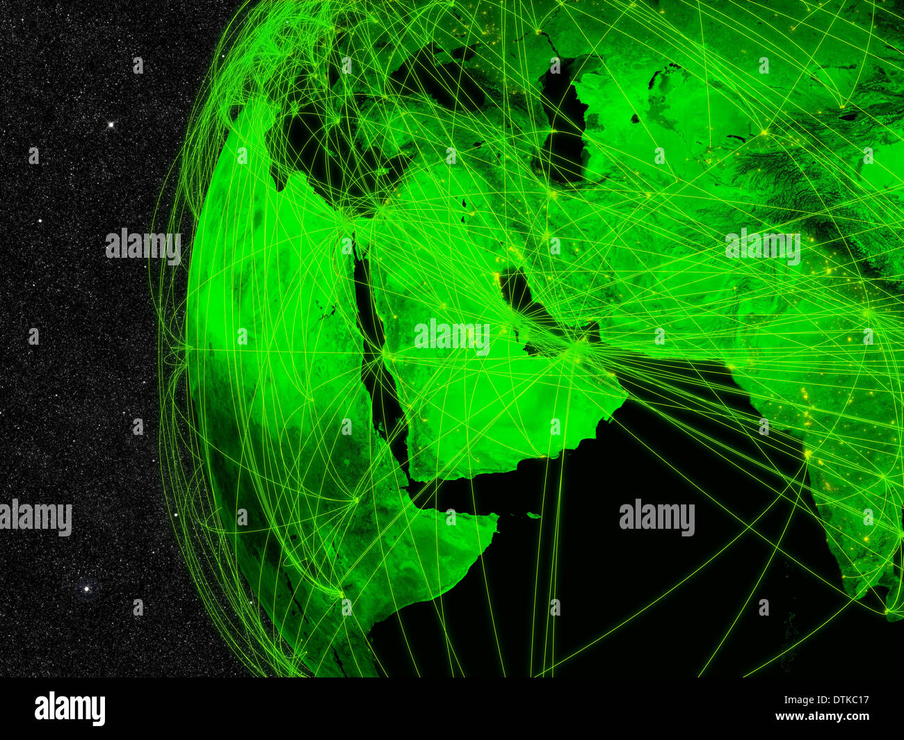 Network over Middle East. Information technology concept. Elements of ...