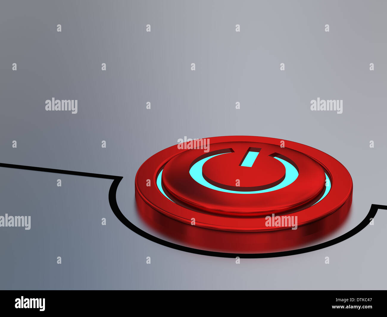 Red on-off button illustration with glowing blue light Stock Photo - Alamy