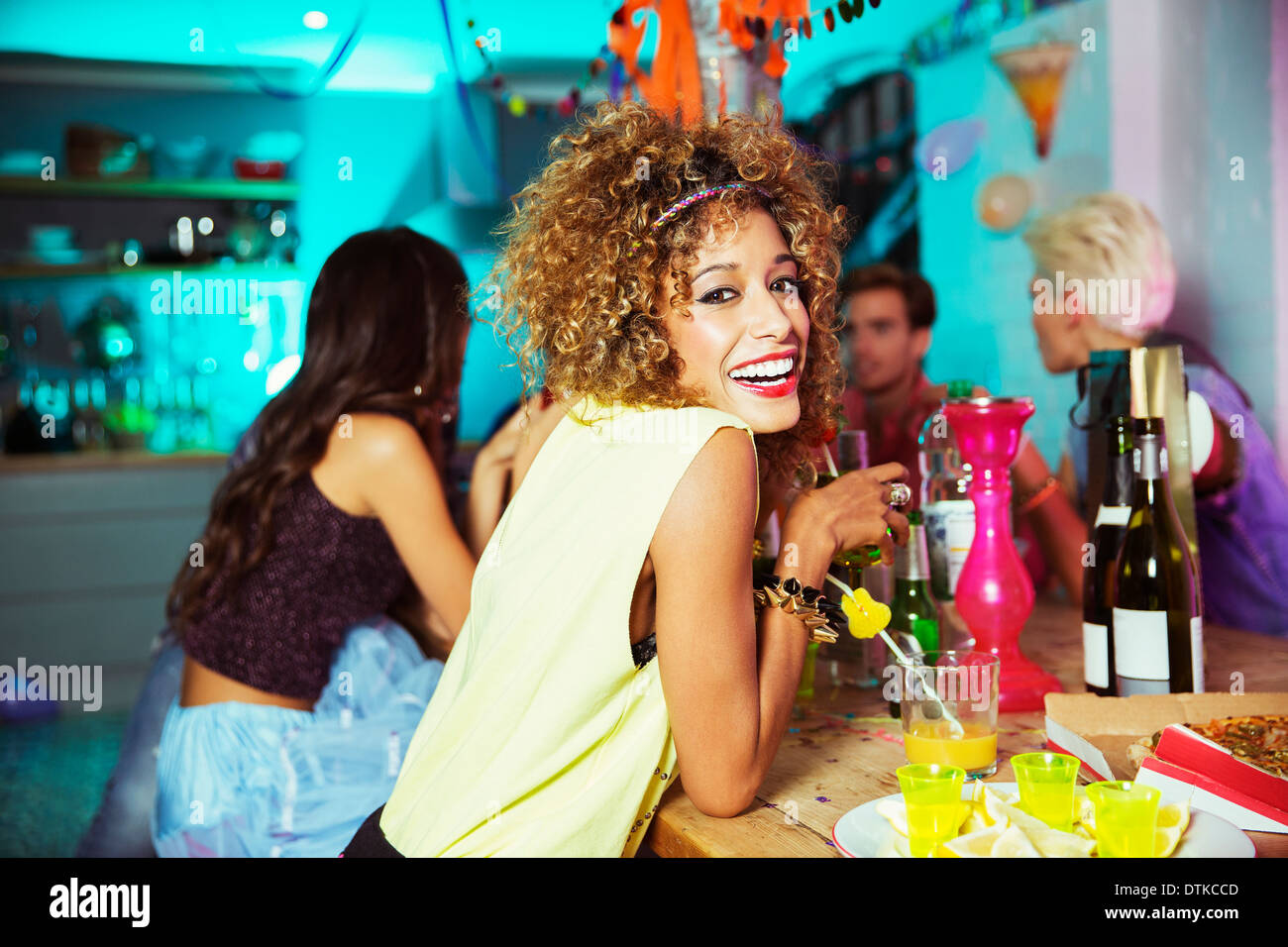 Young woman celebrating party hi-res stock photography and images - Alamy