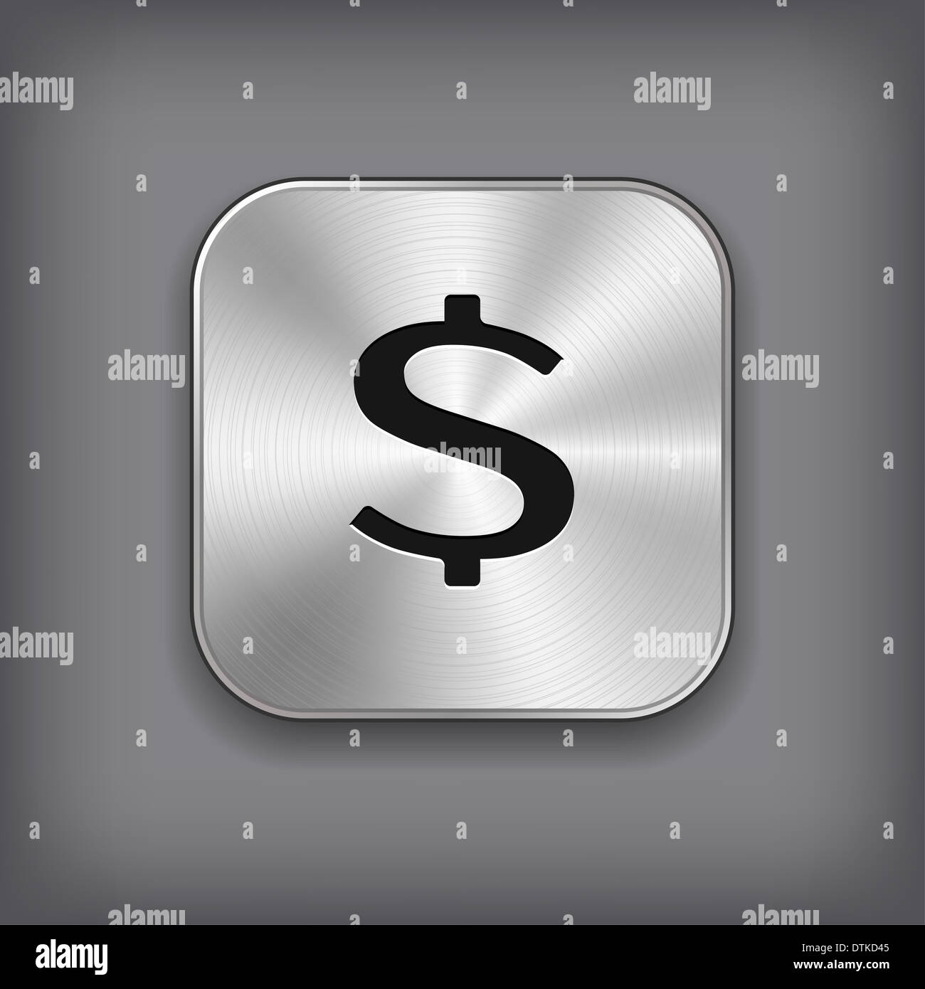 Dollar sign icon - metal app button with shadow Stock Photo - Alamy