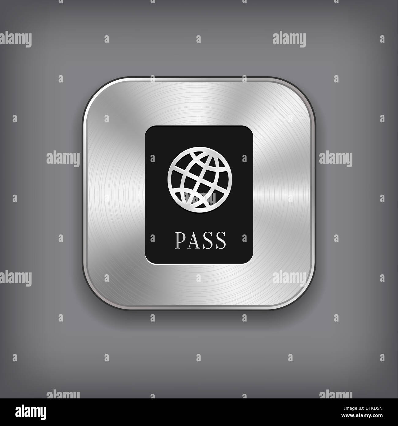 Passport icon - metal app button with shadow Stock Photo - Alamy