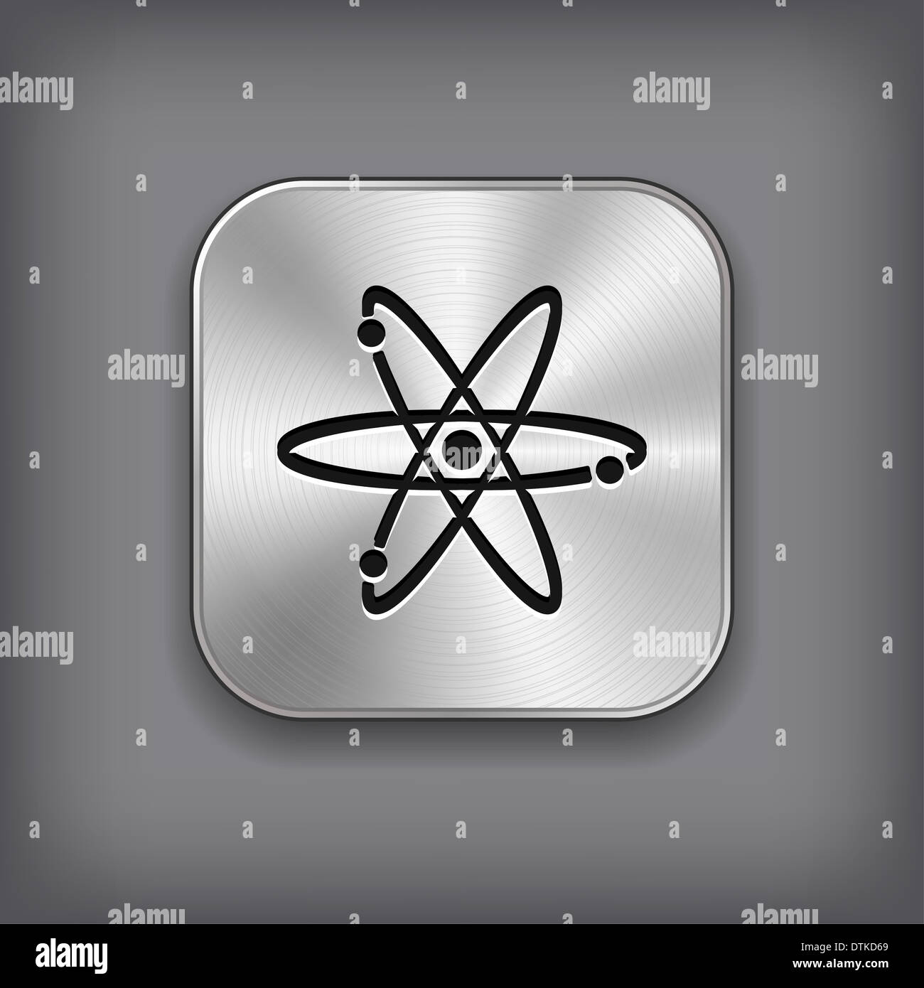 Atom icon - metal app button with shadow Stock Photo - Alamy