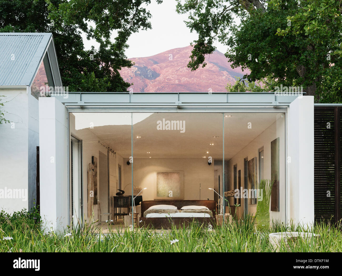 Glass wall of modern house Stock Photo - Alamy