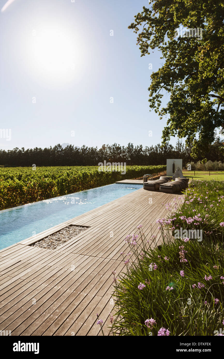 Wooden deck overlooking swimming pool hi-res stock photography and ...