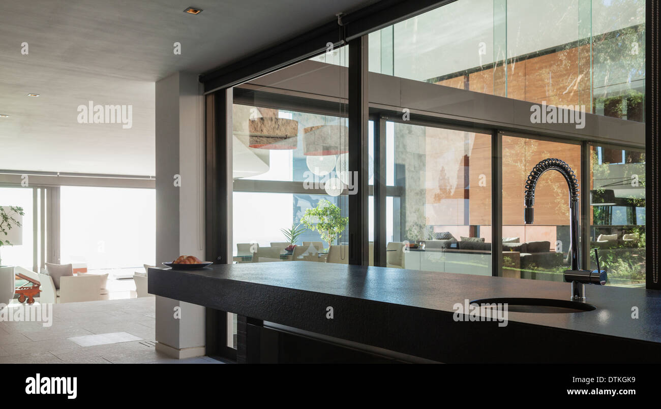 Sink and counter in modern kitchen Stock Photo - Alamy