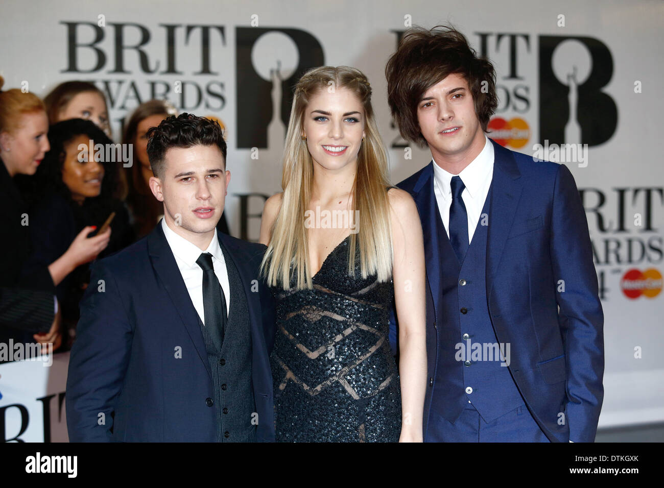 London, UK . 19th Feb, 2014. Dot Major, Hannah Reid and Dan Rothman of ...