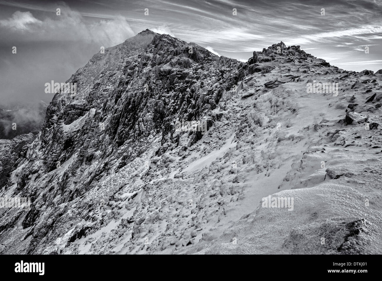 The Trinity Face of Snowdon in winter Stock Photo - Alamy