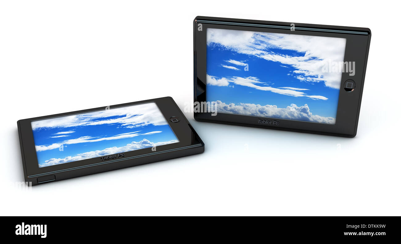 Tablets Pc in 3d on white background Stock Photo - Alamy