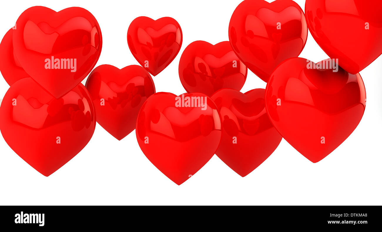 Red hearts on white background in 3d Stock Photo - Alamy