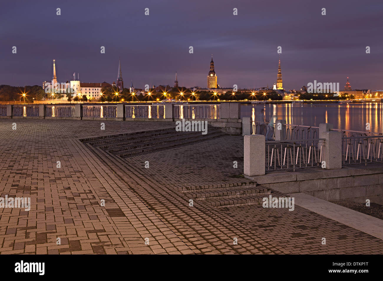 Night Riga cityscape Stock Photo - Alamy