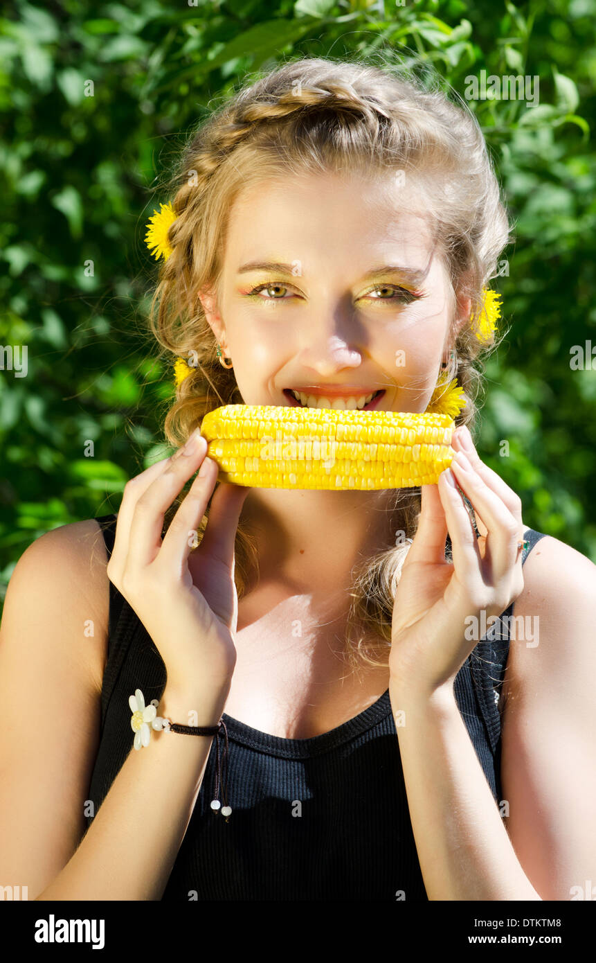 Beautiful female corn flowers hi-res stock photography and images - Alamy