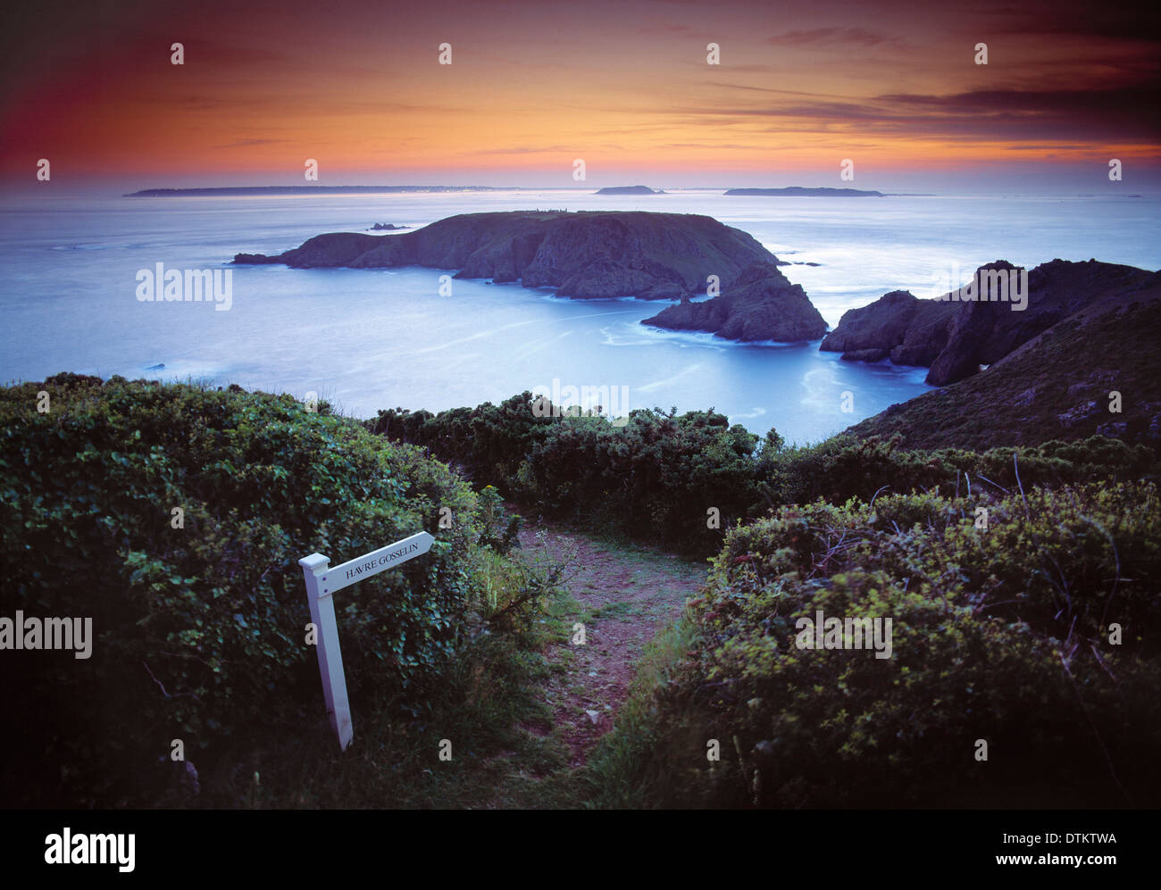 British Channel Islands. View west from Sark across the island of ...