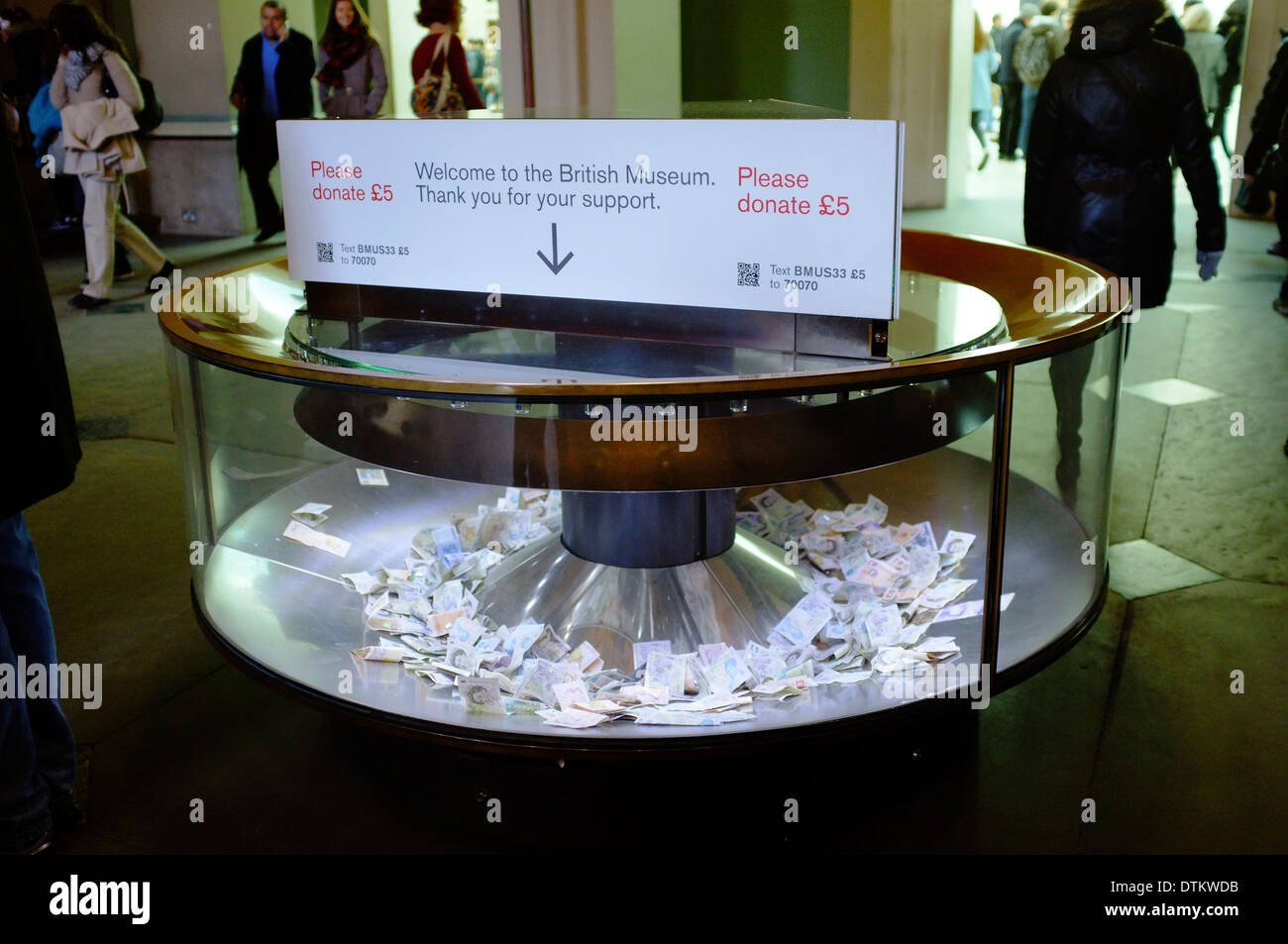 Donations container at the British Museum, London, England Stock Photo ...